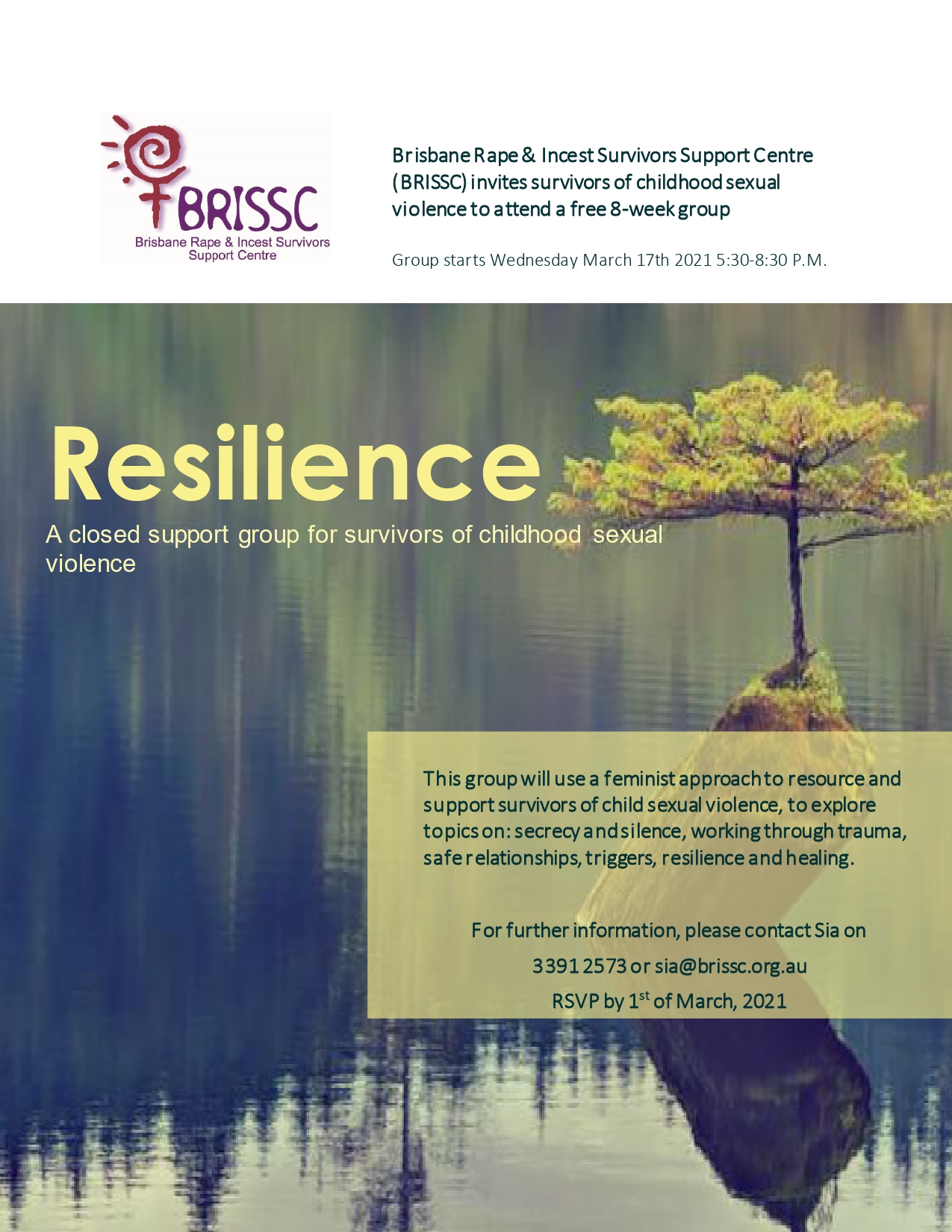BRISSC | Support Group for Survivors of CSA Announcement